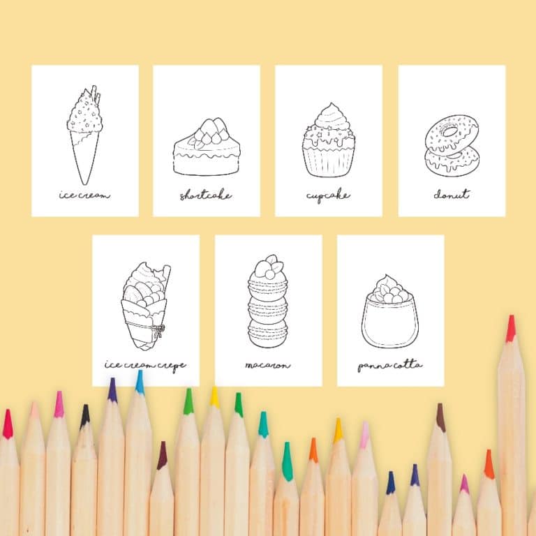 LINE ART FOR COLORING (DESSERT) | ภาพวาดระบายสี ลายเส้นสำหรับระบายสี ...