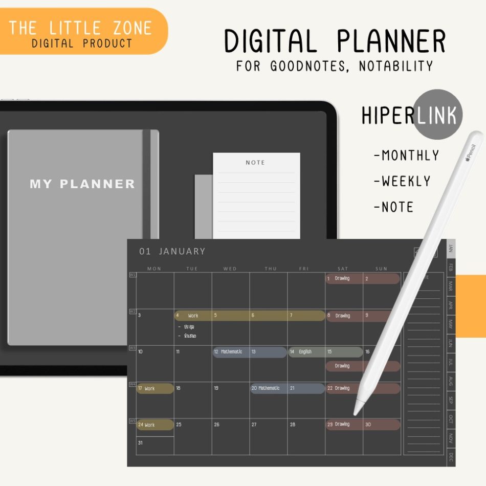 Dark color Set Digital Planner by The little zone – ดิจิตอลแพลนเนอร์โทน ...