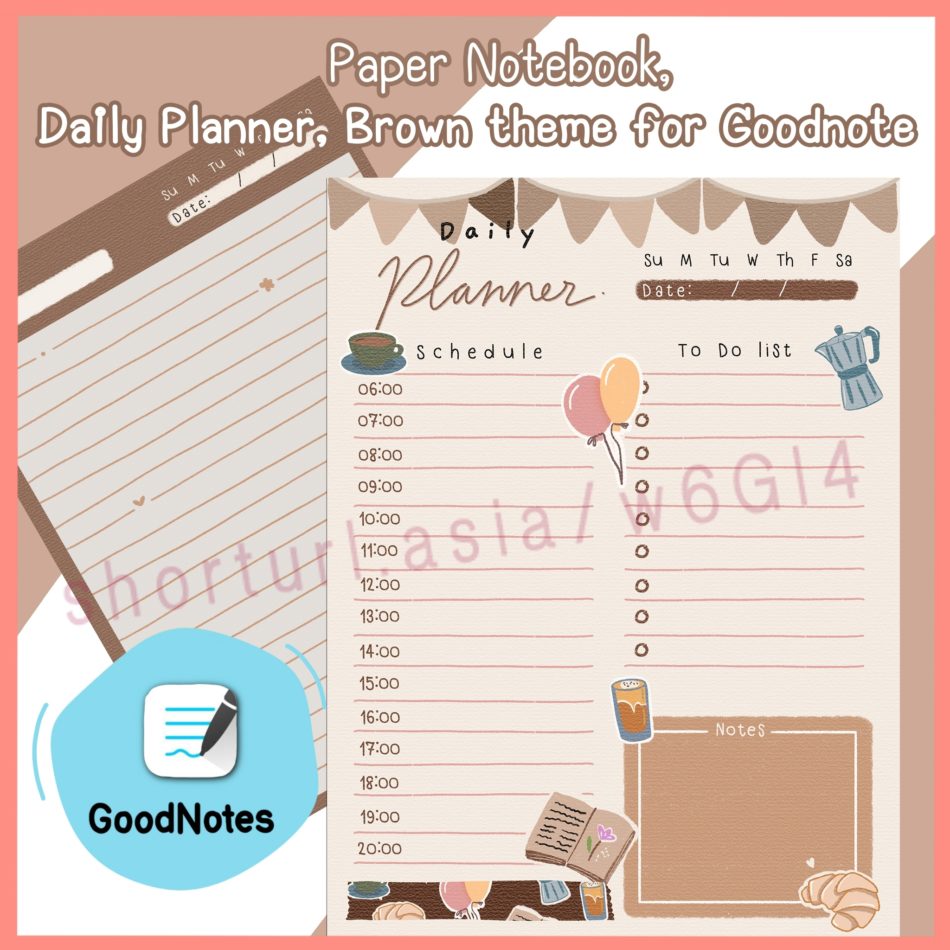 Paper Nertbook, Daily Planner, Brown theme for Goodnote – BEARTOR