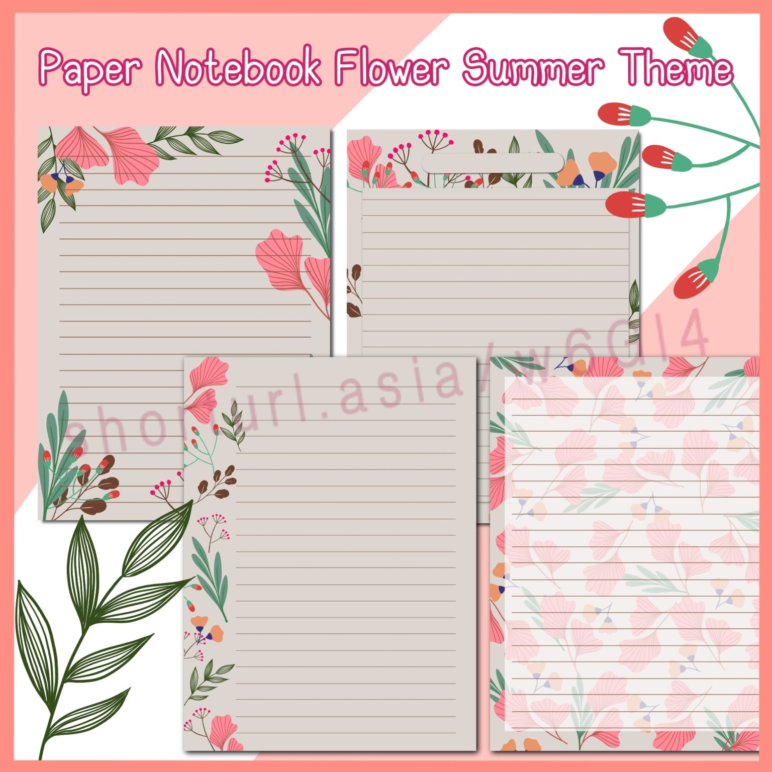 4 Paper Notebook Flower Summer Theme for Goodnote - BEARTOR