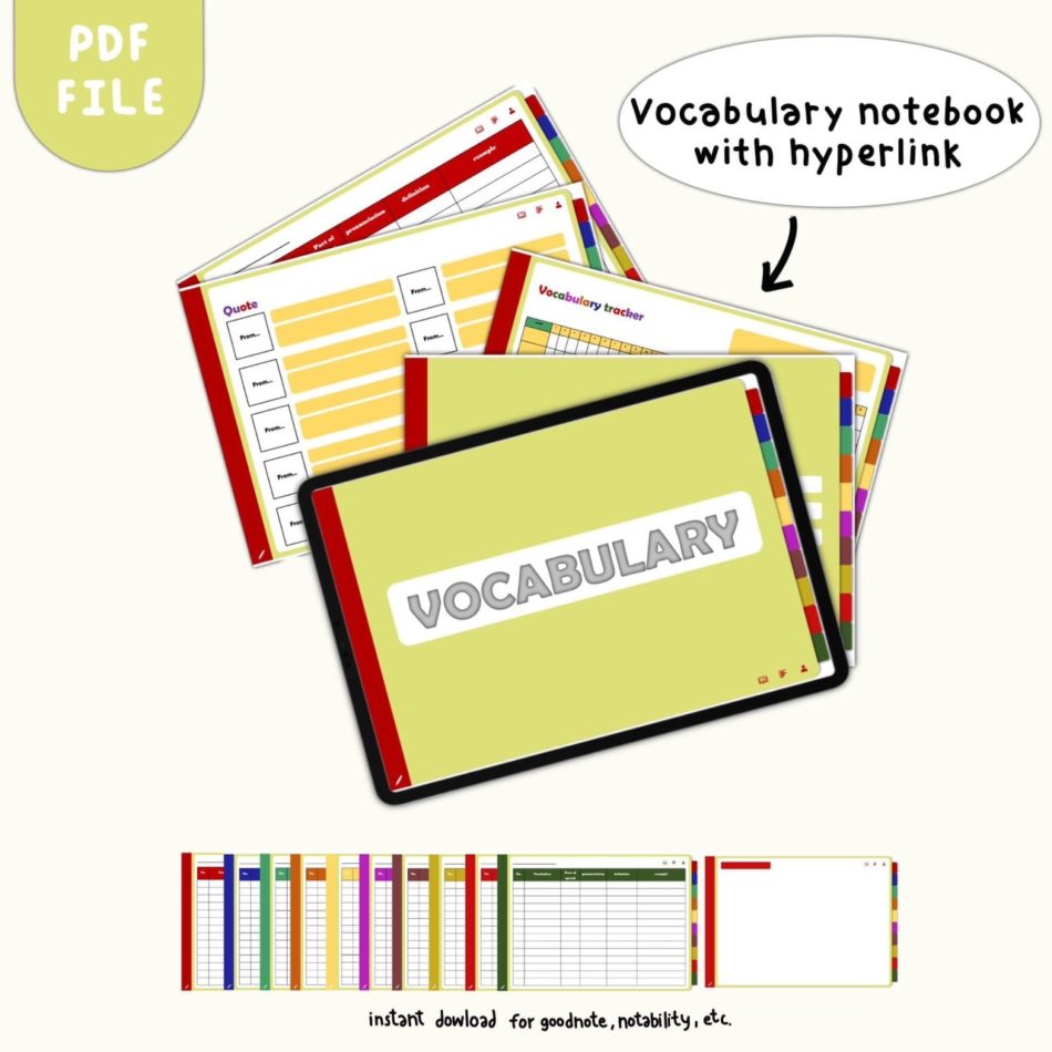 Vocabulary notebook สมุดจดศัพท์คลิกได้ – BEARTOR