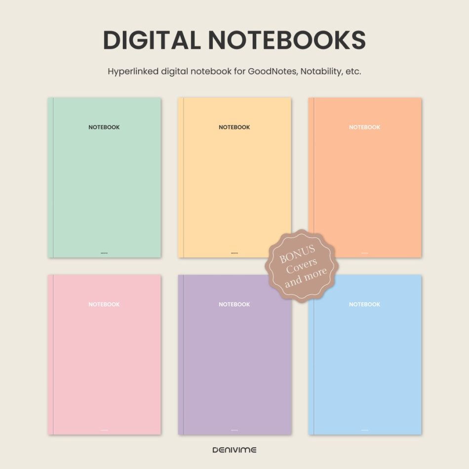 Denivime | Digital Notebooks (6 Pastel Colors) – Bundle – BEARTOR